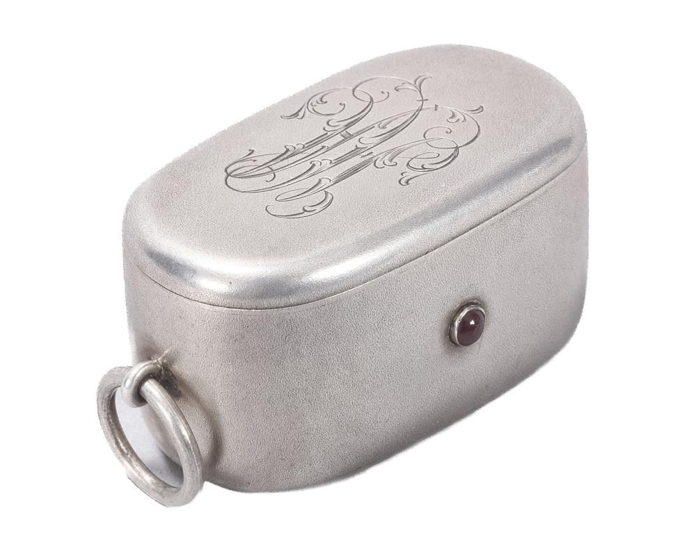 Polish Silver Double Sovereign Holder with Garnet Button Monogram ...