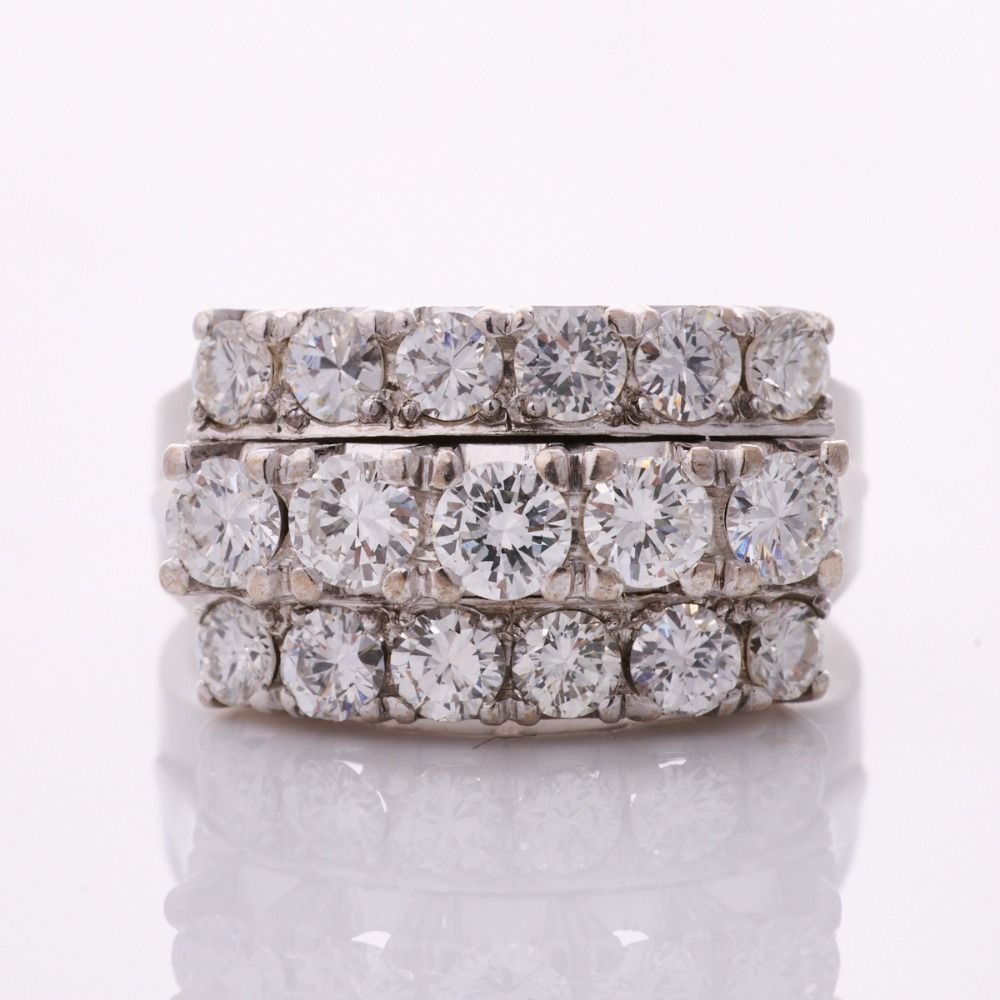 Modern Silver and Palladium Ring with 1.35ct Diamonds - Rings - Jewellery