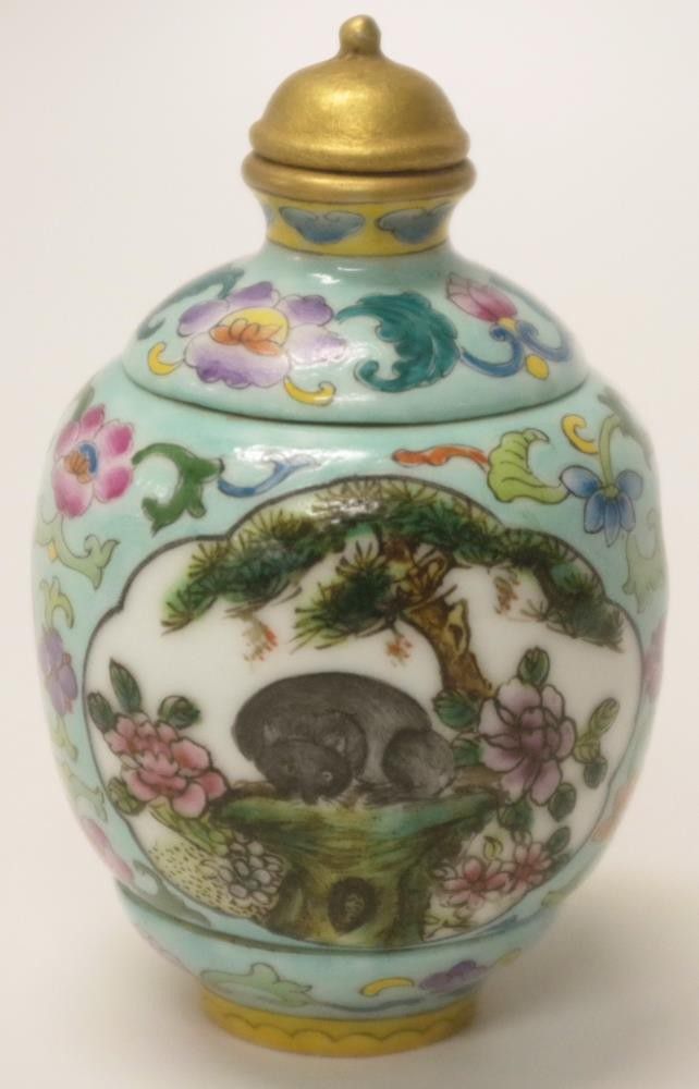 Hand-Painted Blossom Ceramic Snuff Bottle with Chinese Script ...