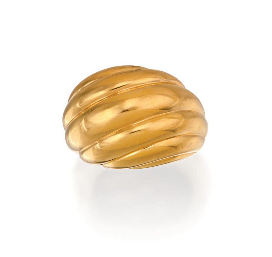 Cartier 18ct Gold Fluted Bombe Ring, Size 53 - Rings - Jewellery