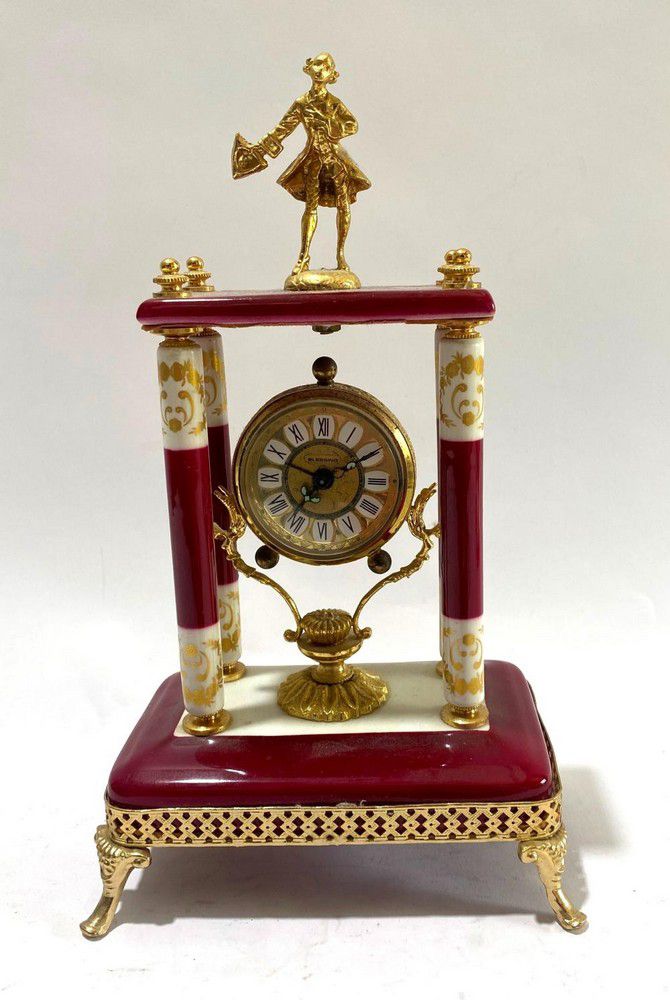 Red and Gilt Mantle Clock, 20cm Height - Clocks - Mantle and Shelf ...