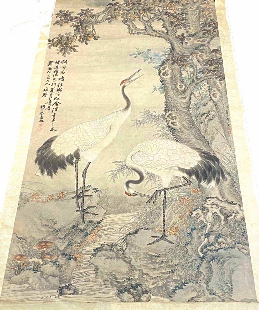 Graceful Cranes: A Chinese Ink Masterpiece - Art - Oriental