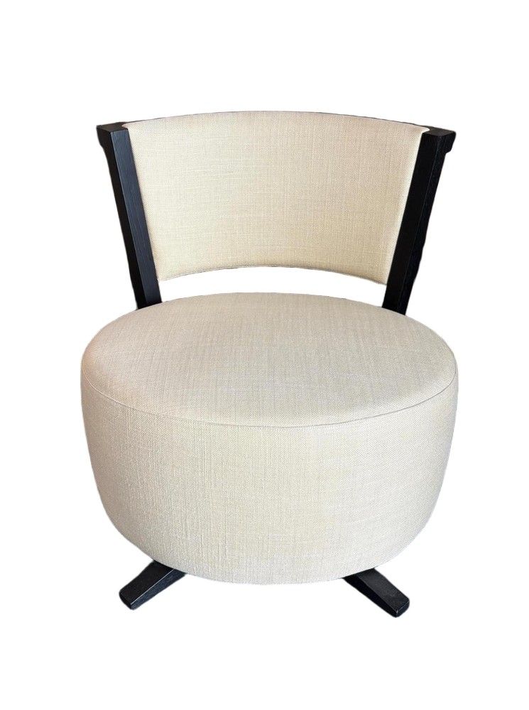 Black Stained Cream Linen Bedroom Chair: Small Form Upholstered ...
