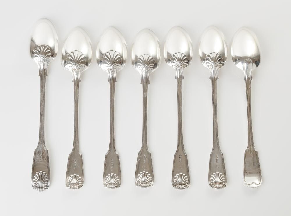 Georgian Sterling Silver Fiddle & Shell Table Silver Suite - Flatware ...