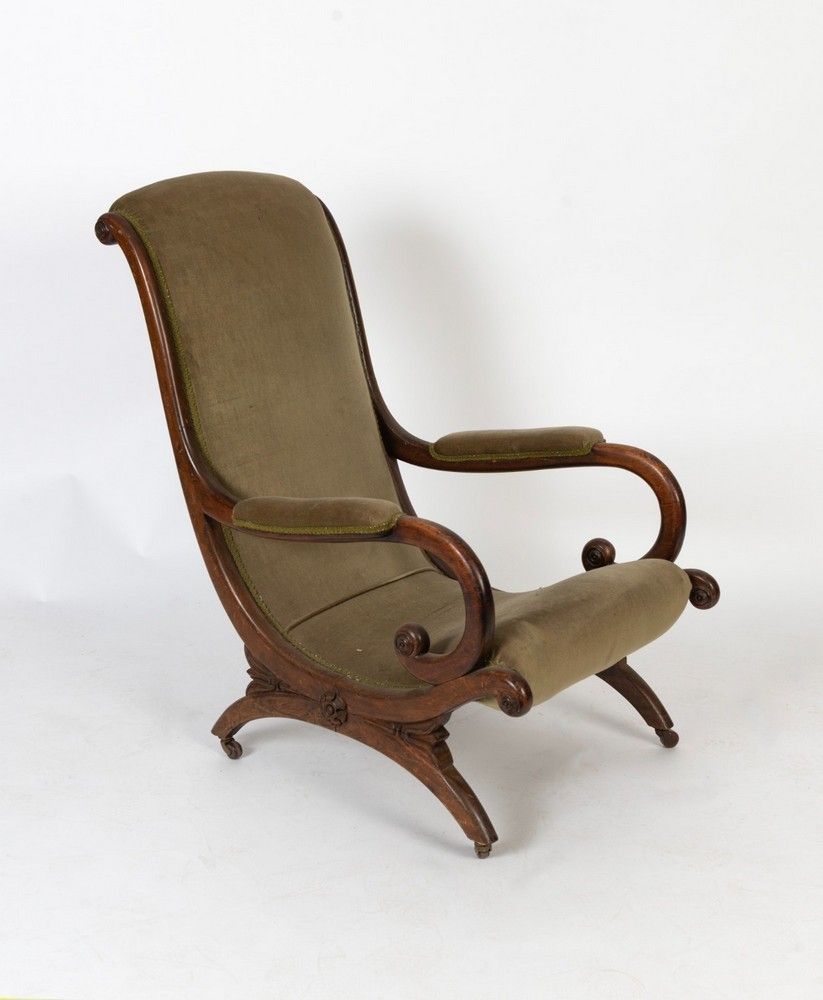 Regency Beech Easy Chair with Green Velvet, circa 1825 - Seating ...
