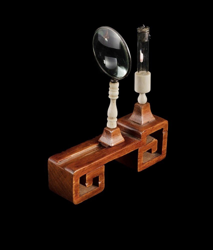 Rice Calligraphy on Ivory Stand - Ivory - Oriental