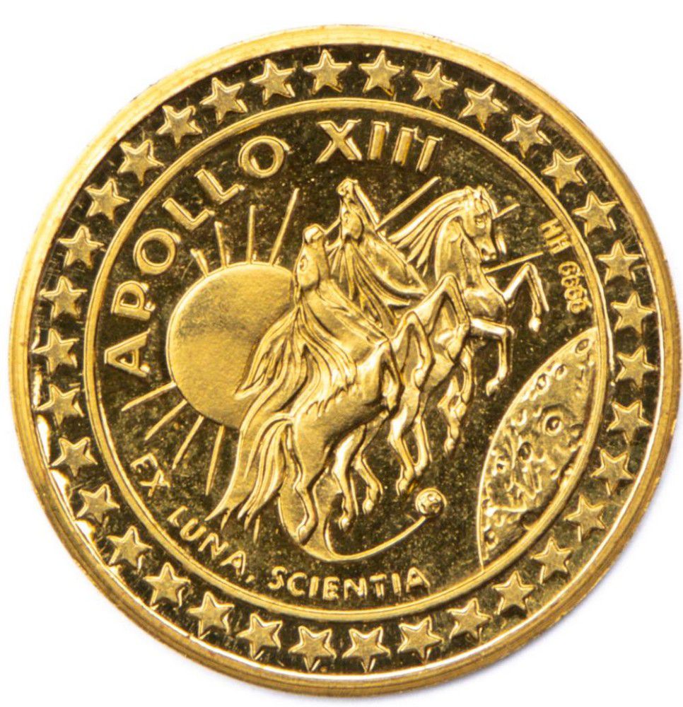 Apollo XIII Moon Landing Gold Medal, 3g Weight - Medals, civilian ...