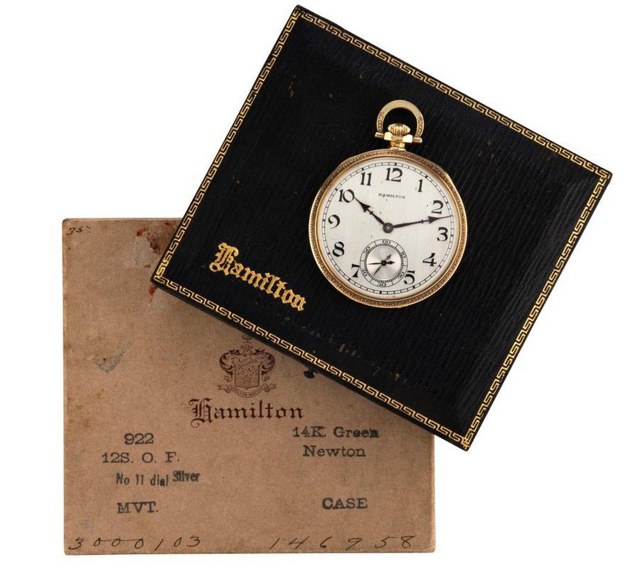 Hamilton Pocket Watch with Plush Box & Advertising - Watches - Pocket ...