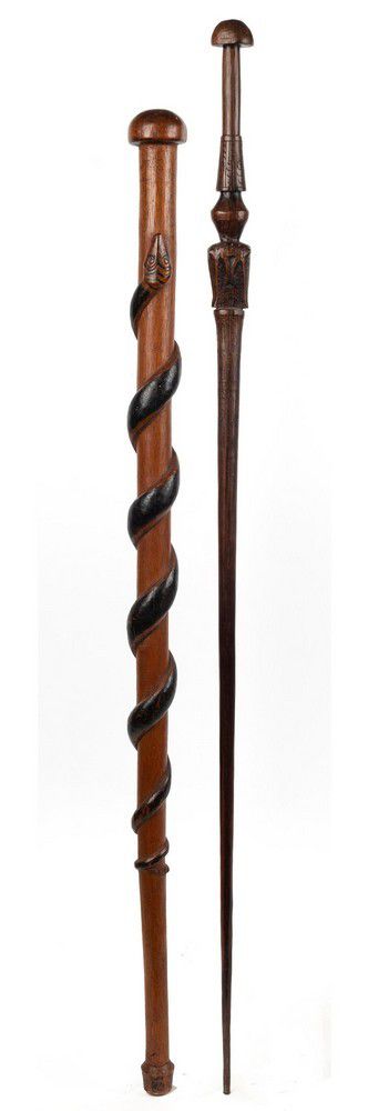 Antique and Papua New Guinea Walking Sticks - New Guinean - Tribal