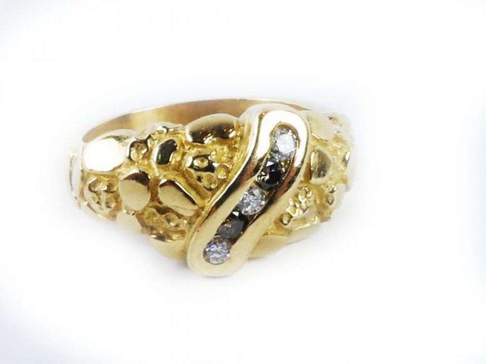 Nugget Style Diamond and Cognac Diamond Ring - Rings - Jewellery