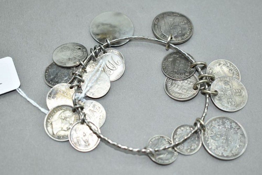 Victorian Silver Love Token Bracelet with 19 Coins - Trade Tokens ...