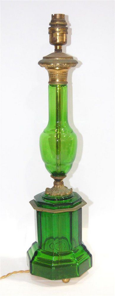 Green Glass Victorian Lamp Base (Electric) - Australian Themes & Makers ...
