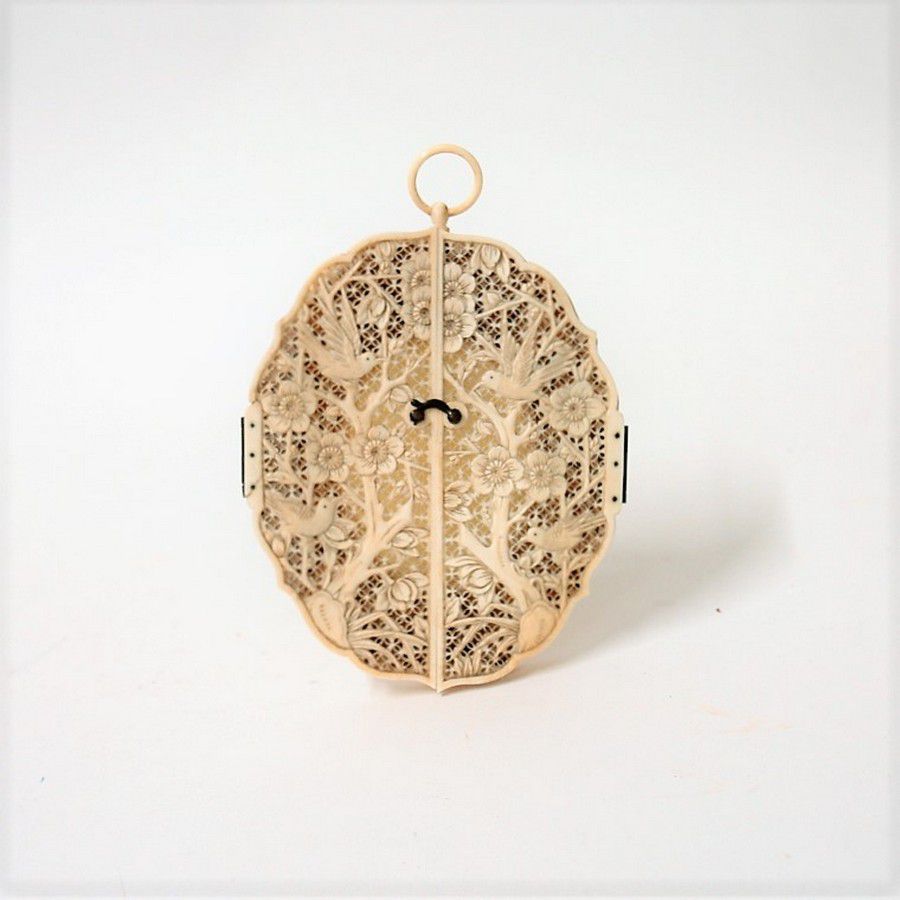 Chinese Ivory Picture Frame with Dragon and Bird Motif - Ivory - Oriental