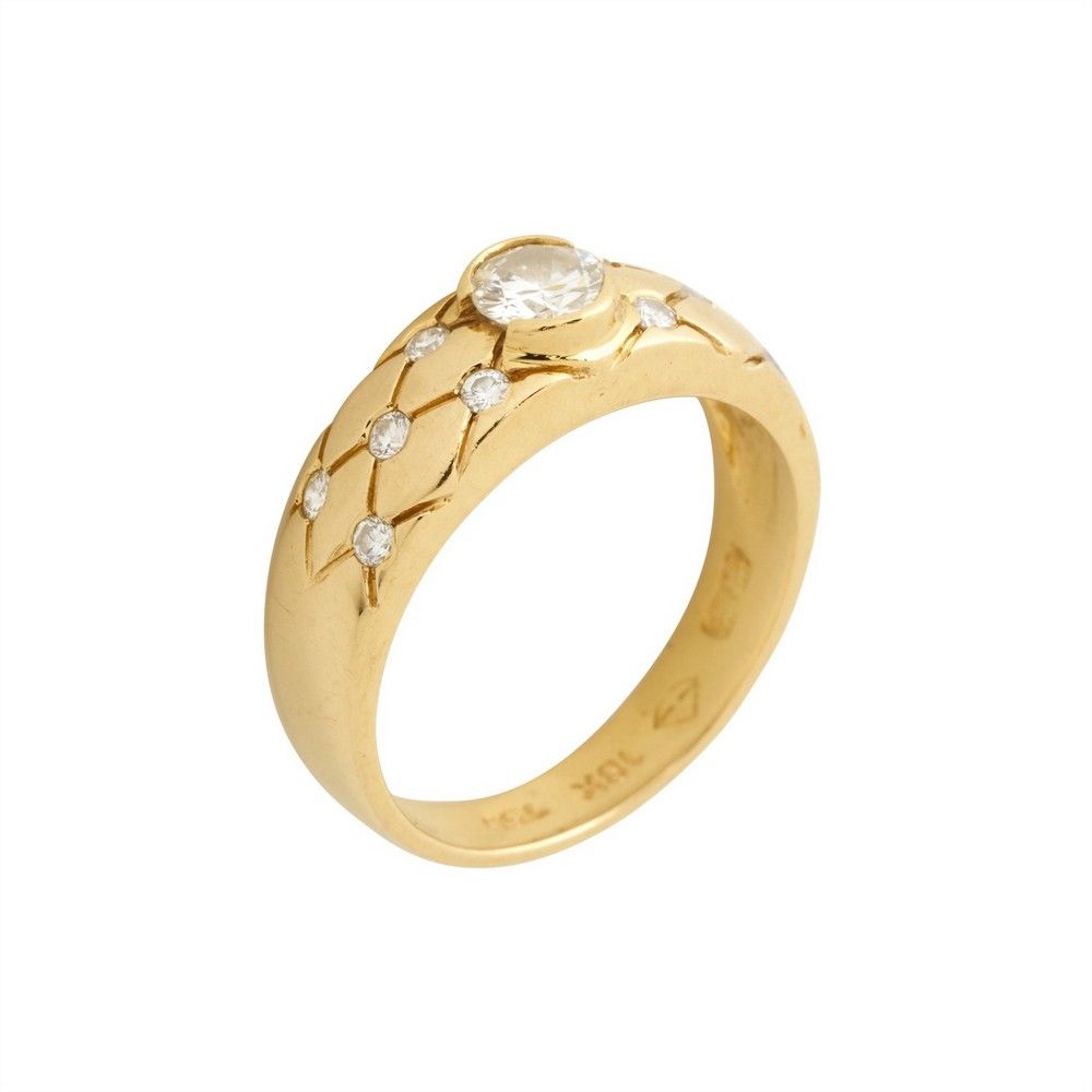 Quilted Diamond Ring with 0.40 Carats in 18ct Gold - Rings - Jewellery
