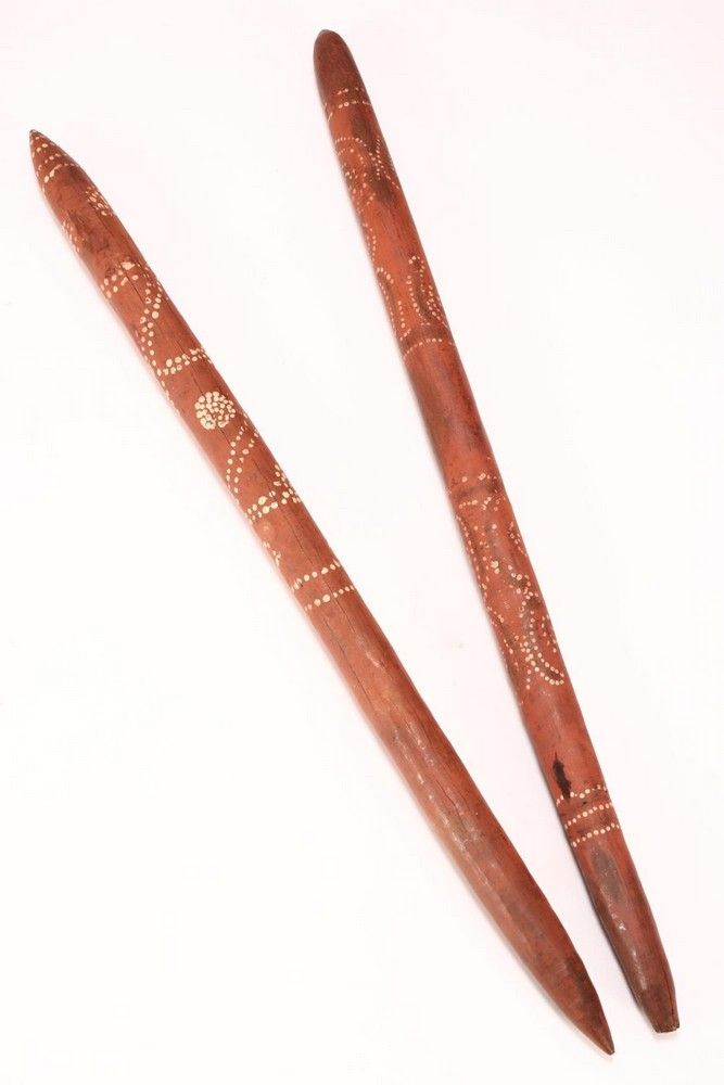 Australian Aboriginal Digging Sticks with Dot Work Designs and Ochre ...