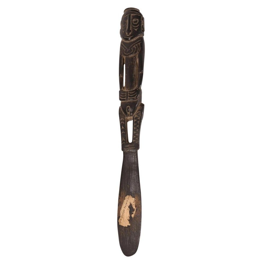 Massim Ebony Spatula with Human Figure Handle and Ancient Patina - New ...
