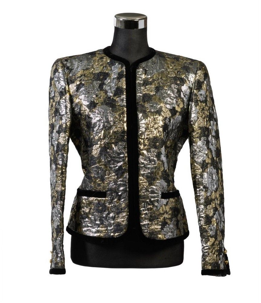 Vintage Valentino Gold Brocade Jacket with Black Velvet Trim - Clothing ...