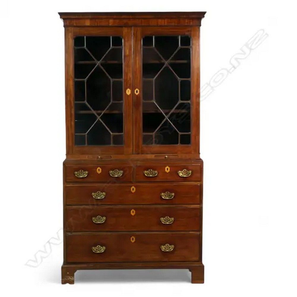 Georgian Mahogany Bookcase Chest with Astragal Glazed Top - Bookcases ...