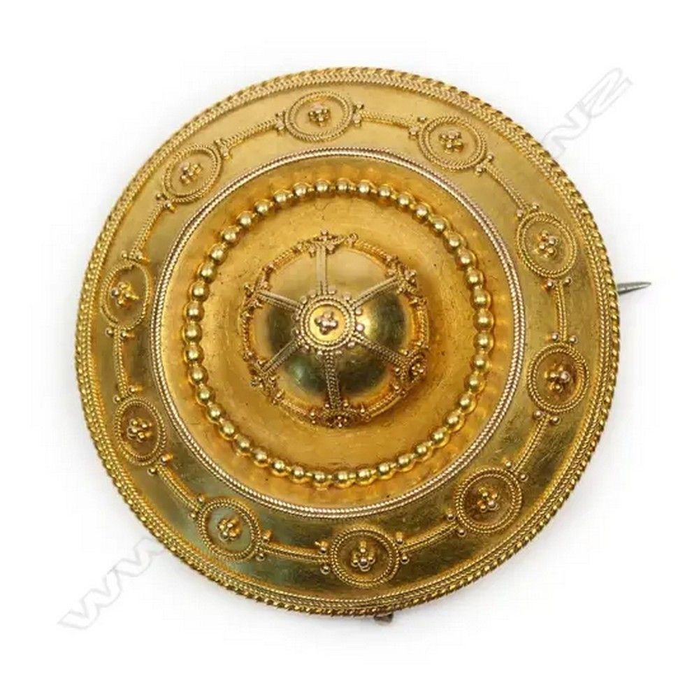 Victorian Etruscan 15ct Gold Brooch with Twisted Wire Decoration ...
