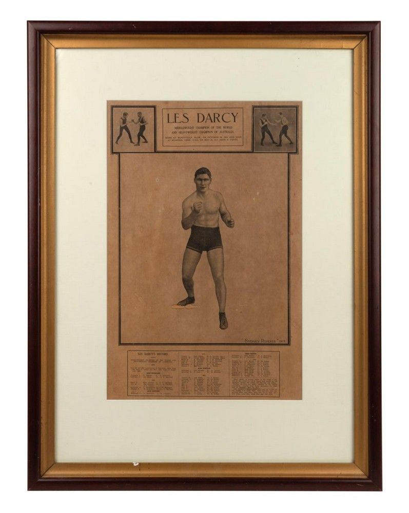 1917 Les Darcy Boxing Supplement Poster from Sydney Referee - Sporting - Boxing - Memorabilia