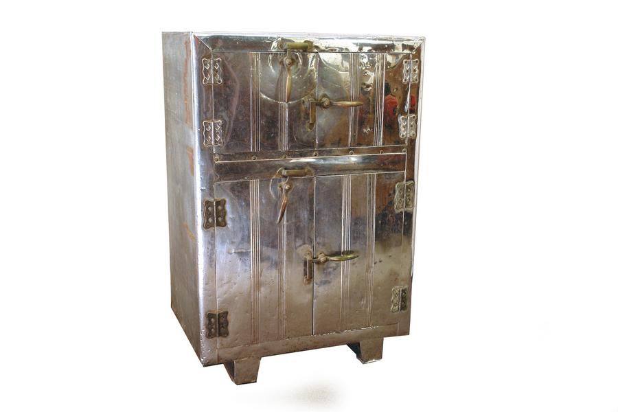 1930s Polished Aluminium Ice Box with Brass Handles - Zother Furniture ...
