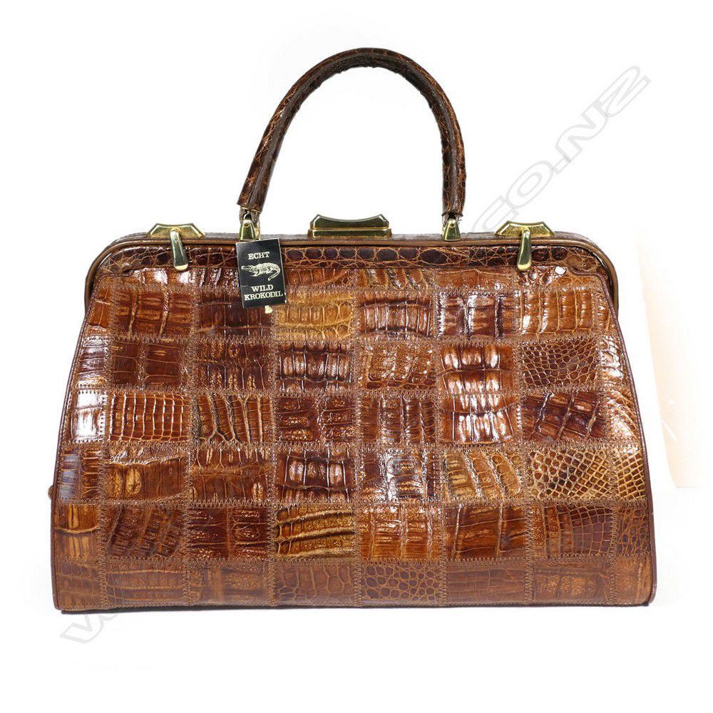 Vintage Crocodile Travel Bag with Zippered Compartment - Luggage ...