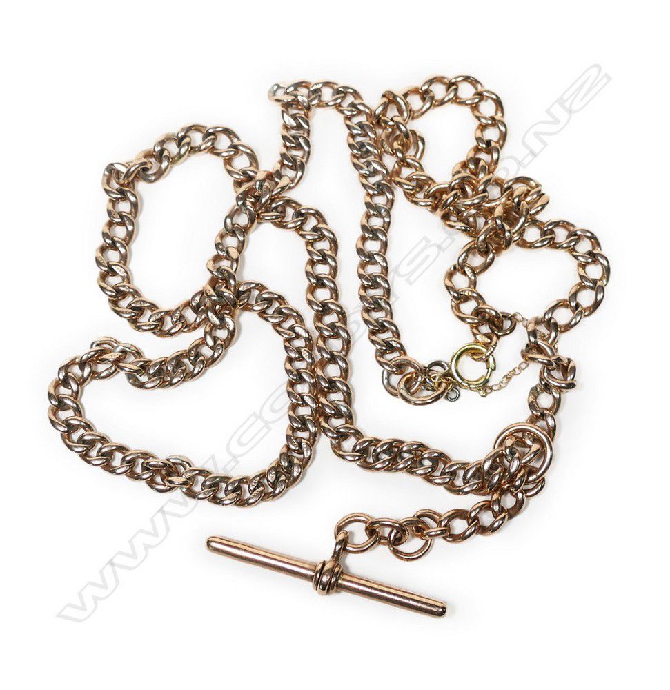9ct Rose Gold Long Fob Chain with T-Bar - Necklace/Chain - Jewellery