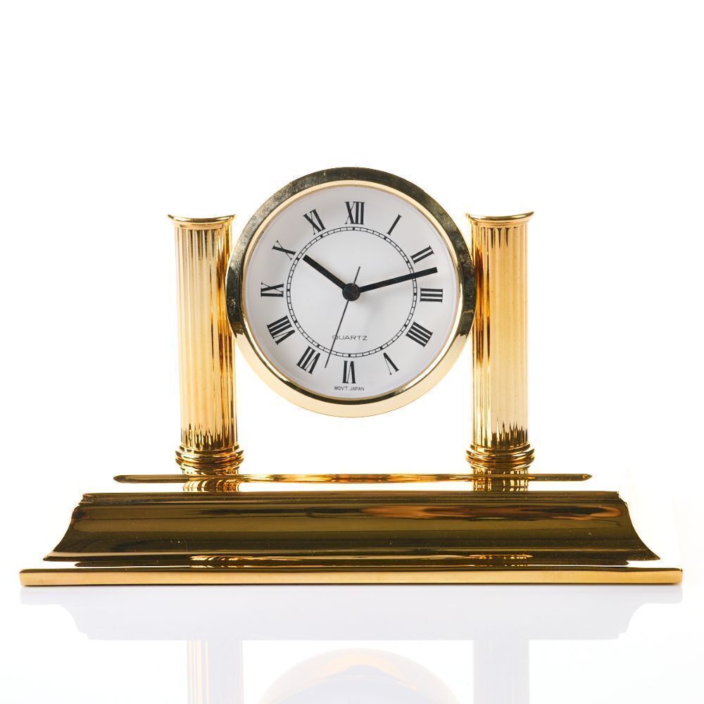El Casco Spain 23ct Gold Plated Quartz Desk Clock - Writing - Desk ...