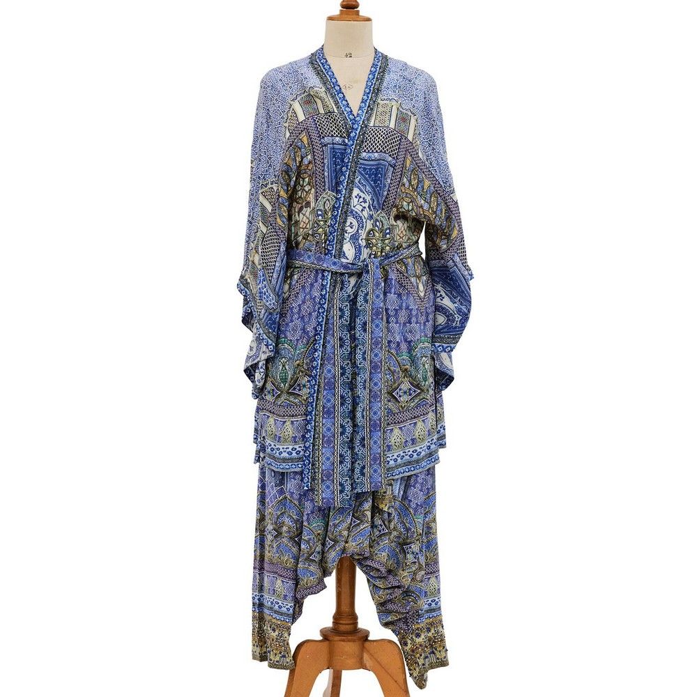 Silk Kimono Wrap and Harem Pant Set, Size M/Os - Shawls, Scarfs ...