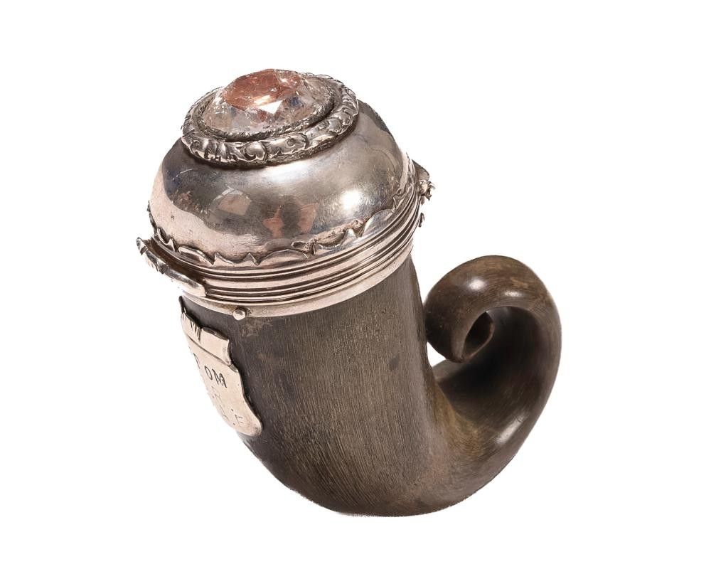 Georgian Scottish Snuff Mull with Silver Domed Cap and Stone - Snuff ...
