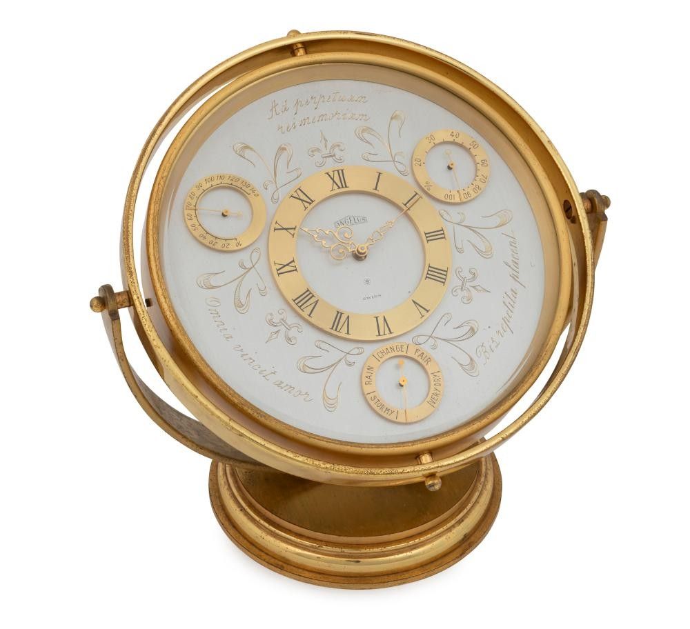 Swiss Angelus Brass Desk Clock and Weather Station, Gimble Version ...