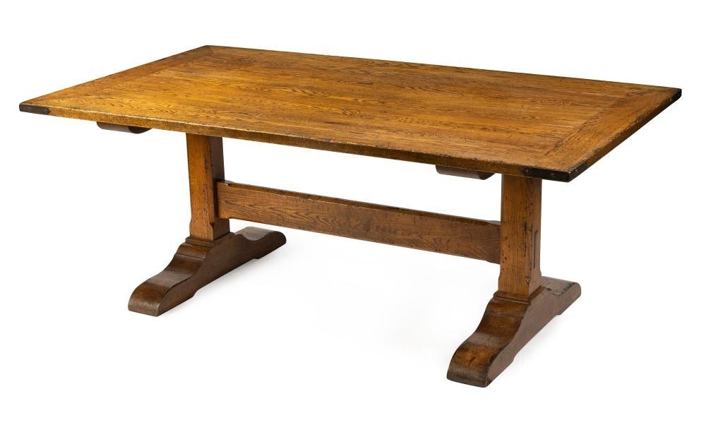 Plank Top Refectory Table with Chamfered Legs and Stretcher - Tables ...