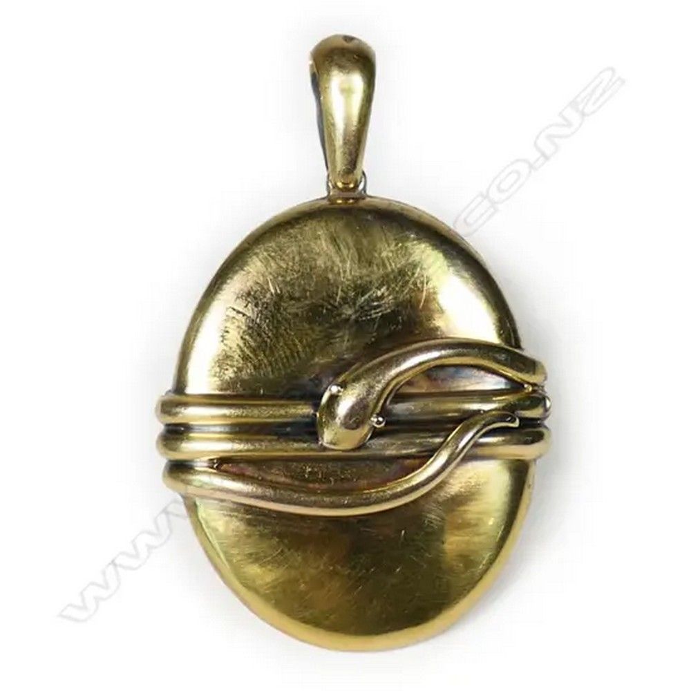 15ct Gold Snake Locket with Antique Photos Inside - Pendants/Lockets ...