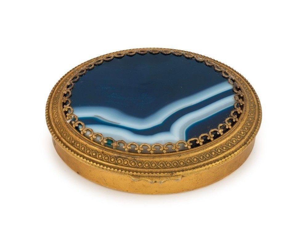 19th Century French Oval Ormolu Snuff Box with Stone Top - Snuff ...