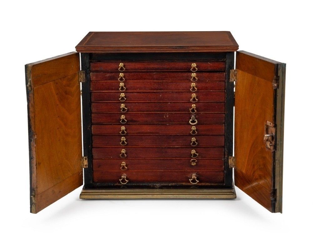 Georgian Walnut Collector's Cabinet with Brass Accents, circa 1800 ...
