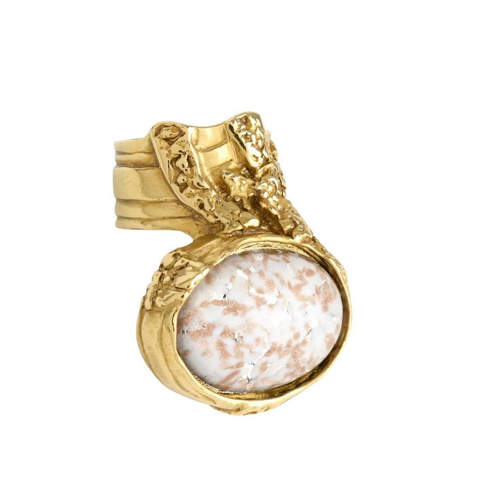 YSL Arty Dots Gold Ring with Poured Glass Detail, Size N - Rings ...