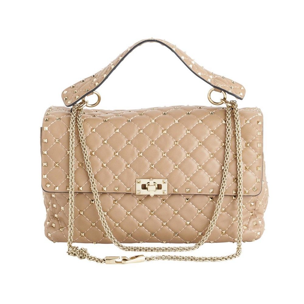 Valentino Rockstud Blush Leather Handbag with Gold Tone Hardware ...