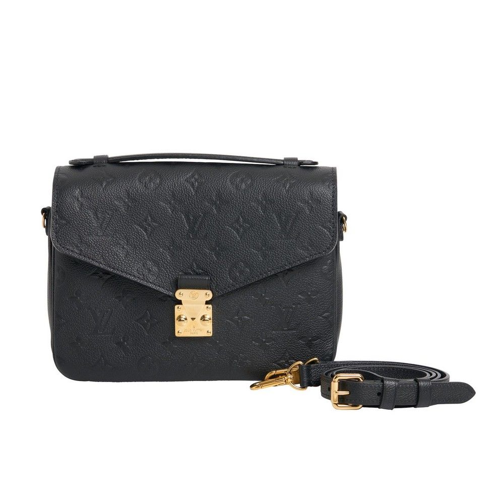 Louis Vuitton Black Logo Embossed Metis Pochette with Gold Hardware ...