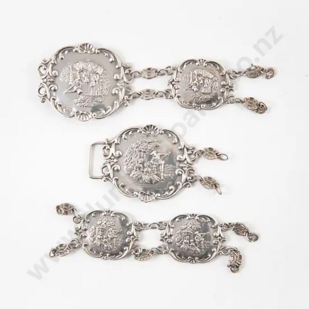 Edward VII Sterling Silver Belt Buckle and Chain Belt Set - Buckles ...