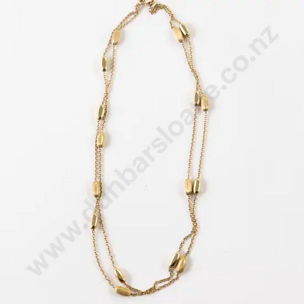 14ct Double Trace Link Beaded Neck Chain, 46cm Length - Necklace/Chain ...