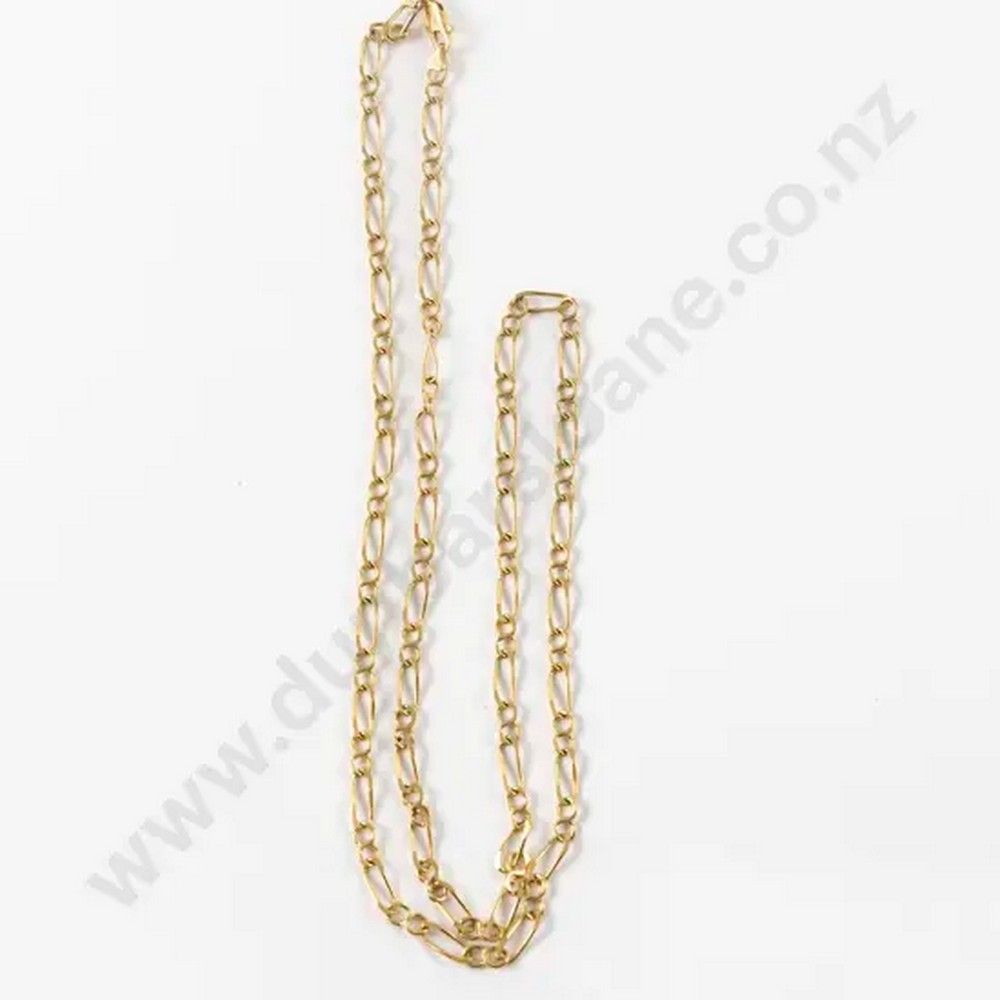 9ct Mixed Curb Link Neck Chain, 66cm Length, 13.5gms - Necklace/Chain ...