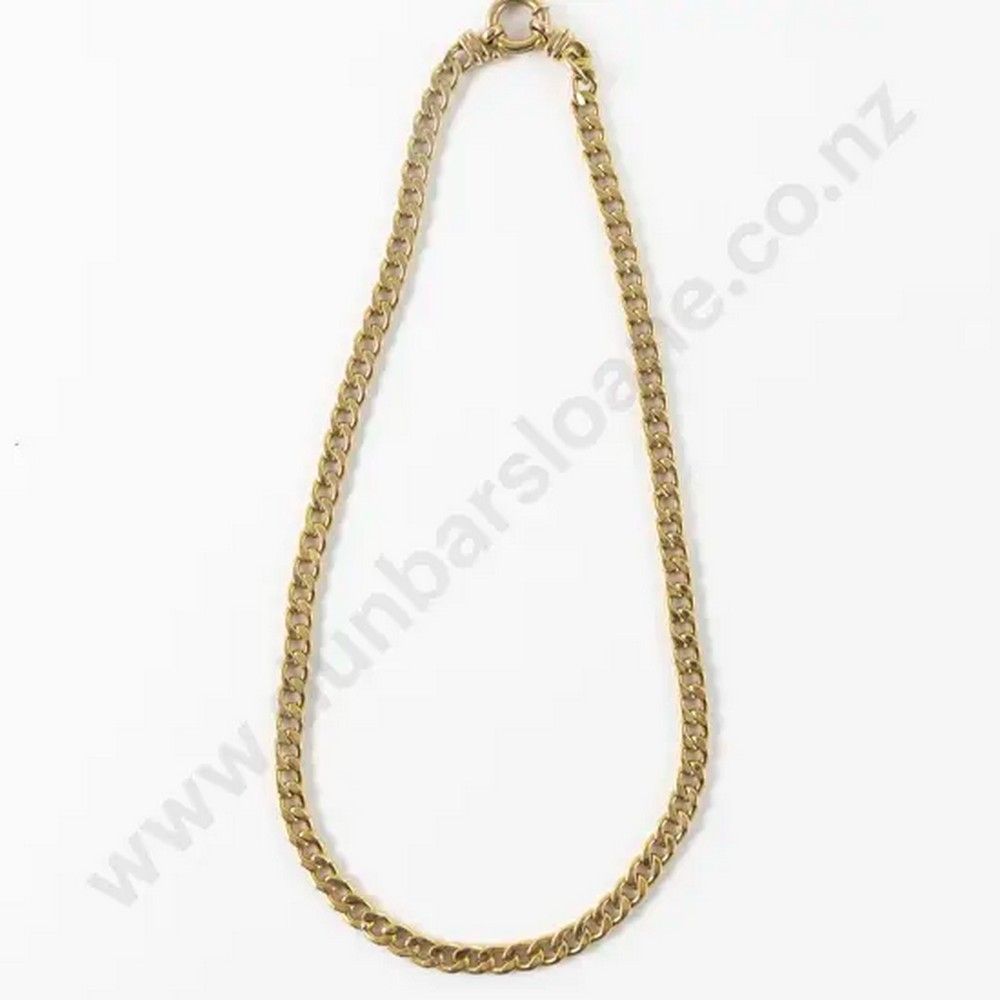 9ct Fancy Curb Link Necklace, 50cm Length, Approx. 16g - Necklace/Chain ...