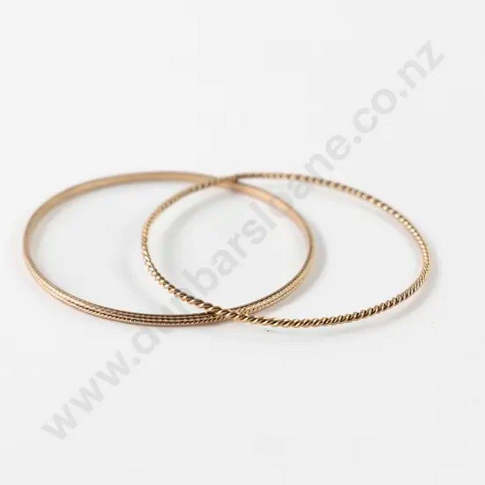 9ct Thin Bangles Set of Two, 6.5cm Diameter, 11gms Each - Bracelets ...