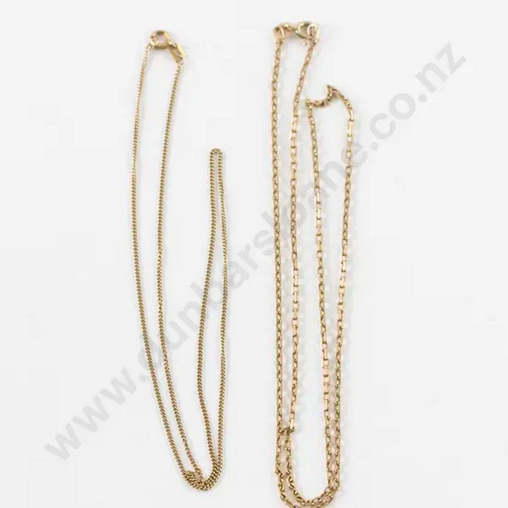 Two 9ct Fine Curb Link Neck Chains, 46cm and 40cm - Necklace/Chain ...