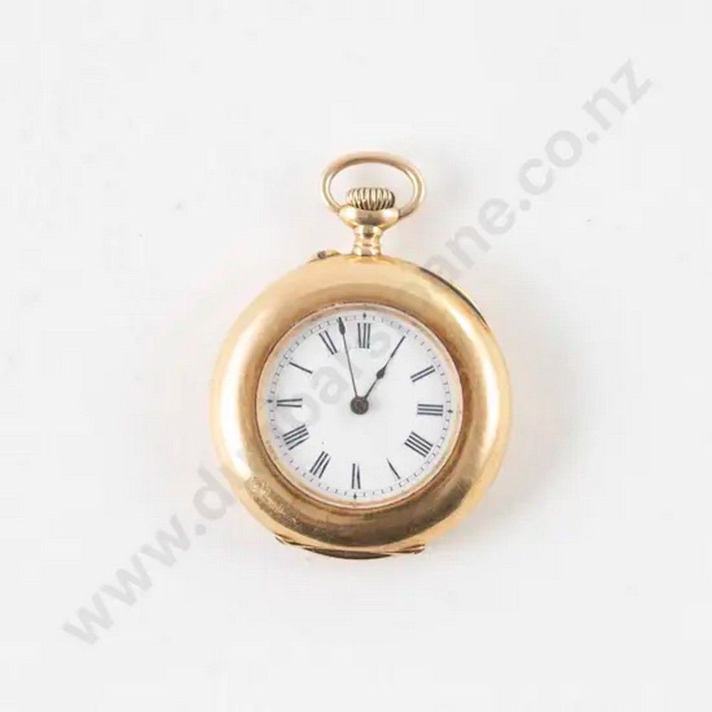 18ct Small Pocket Watch with Open Face and Gold Dust Cover - Watches ...