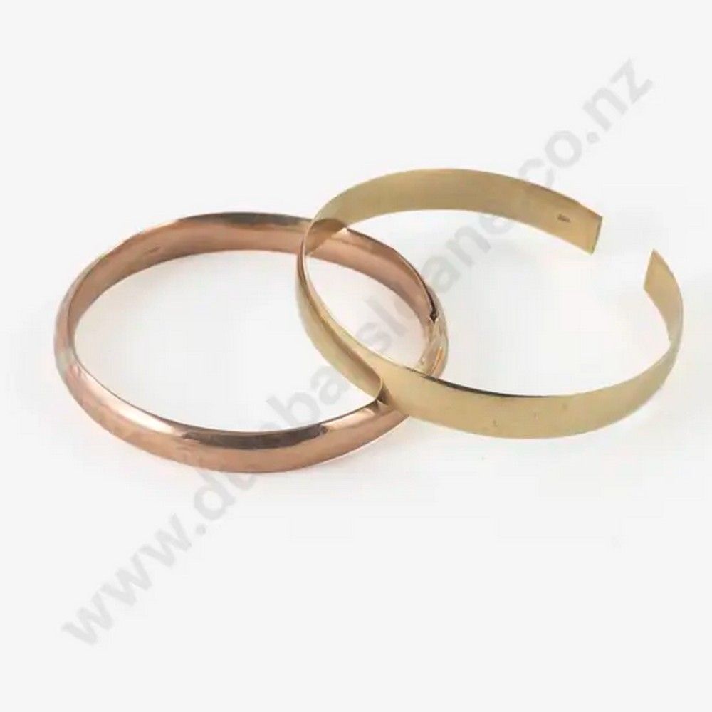 Pair of 9ct Gold Bangles, Solid and Wax Filled - Bracelets/Bangles ...