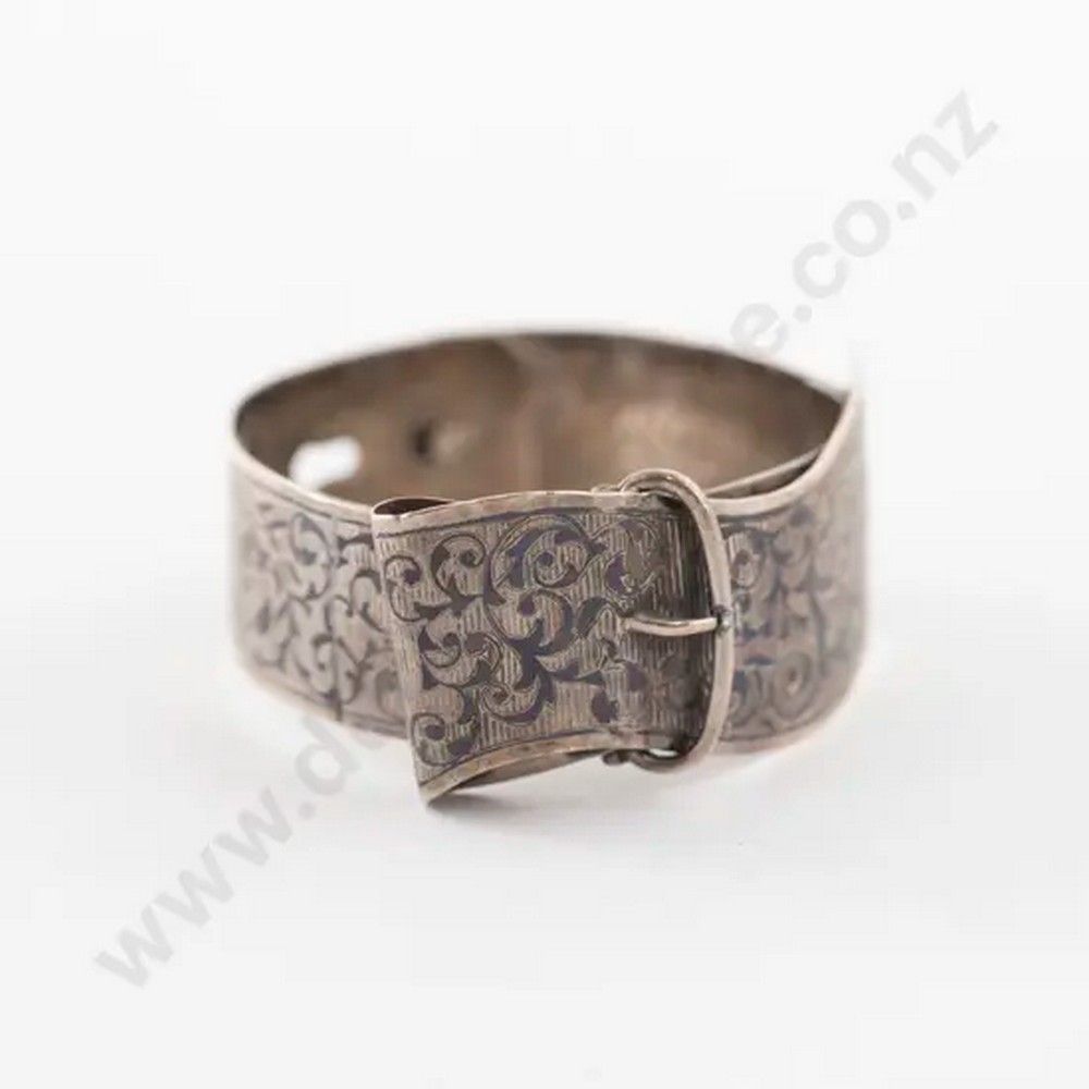 19th Century Russian Silver Niello Buckle Bangle, Stamped Cd B ...