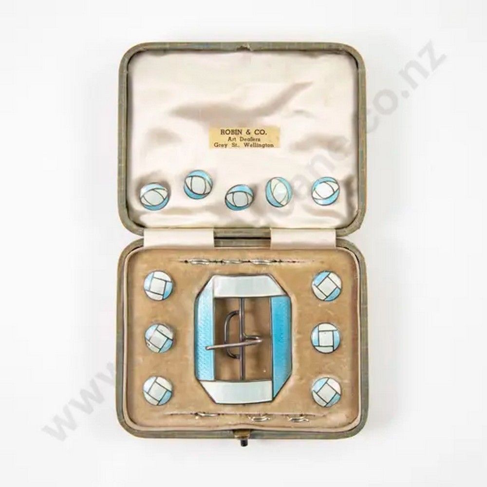 Art Deco Sterling Enamel Buckle Set with Matching Buttons - Buckles ...