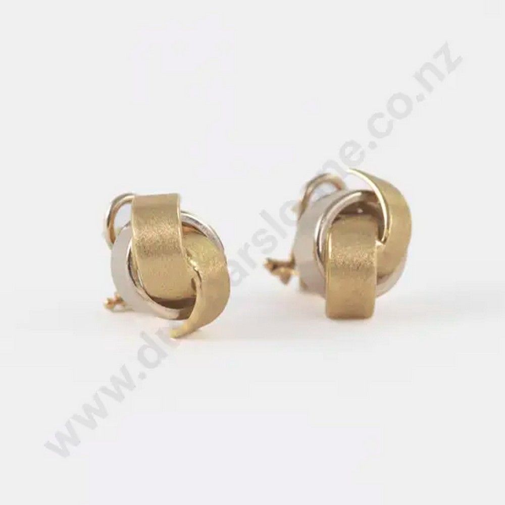 18ct Modern Stud Earrings with Polished and Textured Pattern - Earrings - Jewellery