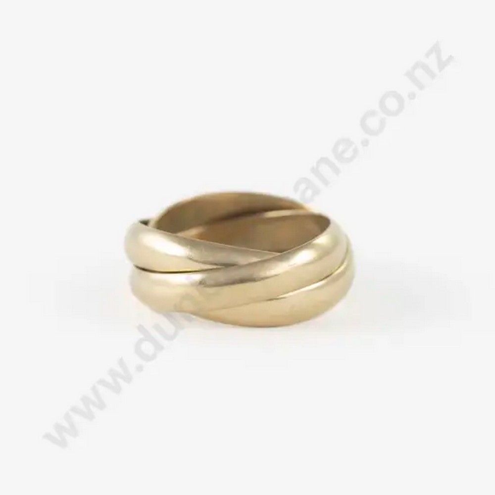 18ct Three Band Interlocking Wedding Ring, 9gms, Size K - Rings - Jewellery